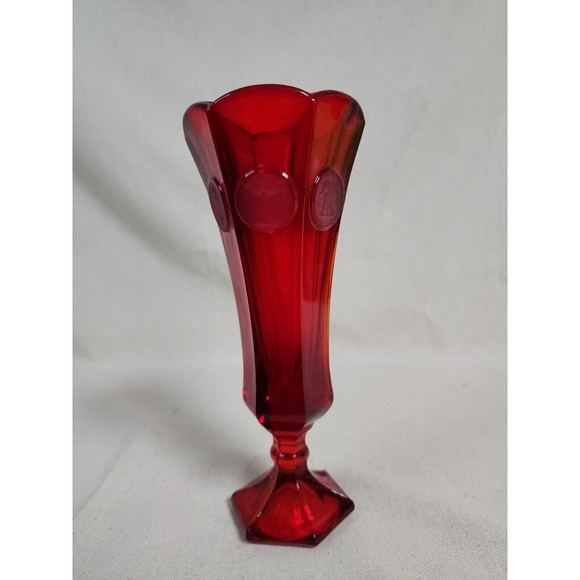Fostoria | Accents | Fostoria Ruby Red Coin Dot Footed Vase Eagle ...